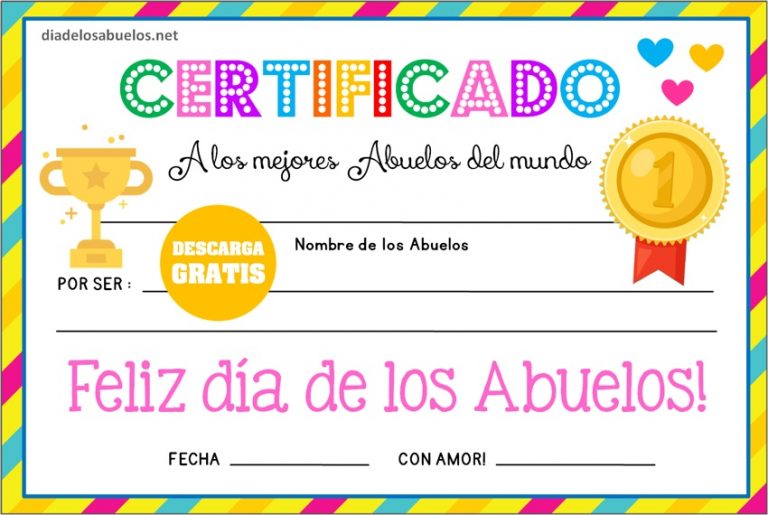 Certificado del Día de los Abuelos Día de los Abuelos